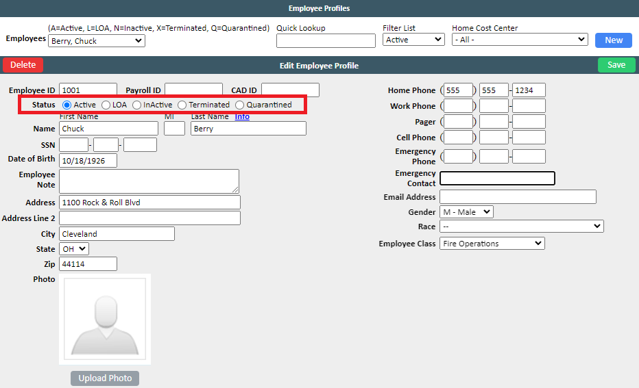 Changing Employee Status (Needs Completed) – eCore Software Inc.