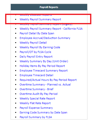 Weekly Payroll Summary Report – eCore Software Inc.